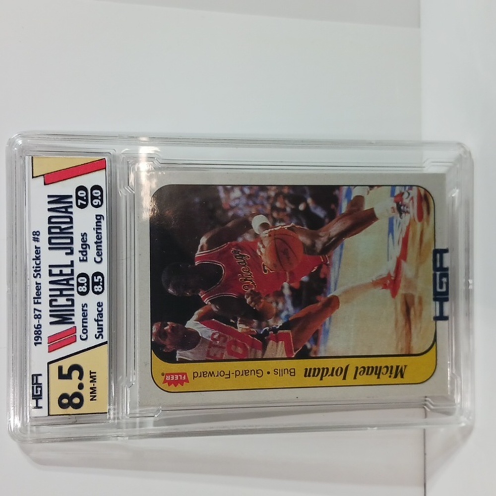 1986 Fleer Sticker Number 8 Michael Jordan Rookie Rp - Gem